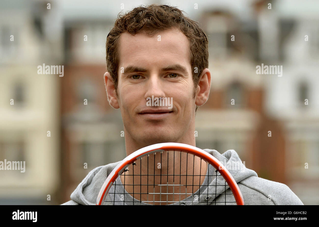 Andy Murray poses during a photocall at The Queens Club, London Stock ...