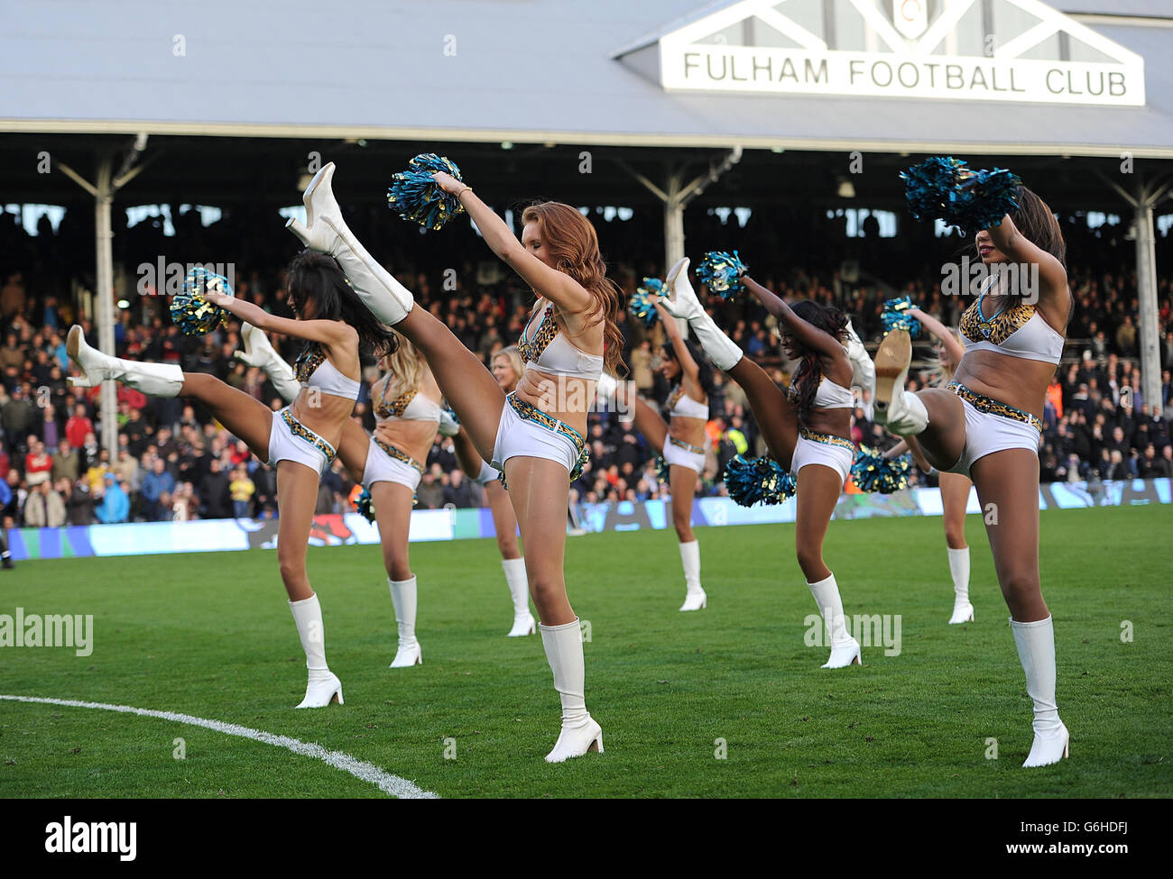 The ROAR of the Jaguars cheerleaders perform on the pitch at half-time ...