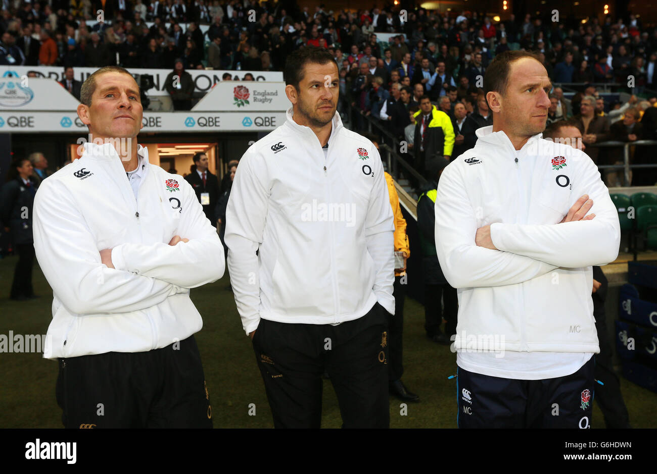 England coaches left to right stuart lancaster hi-res stock photography ...