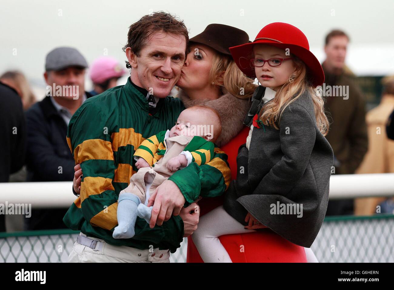 Tony McCoy with his daughter Eve (right) and son Archie as he gets a ...