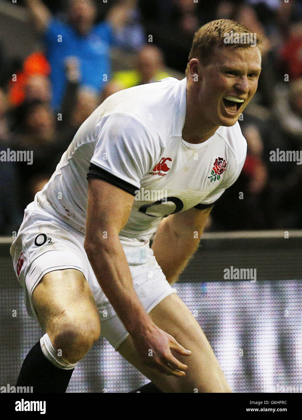 England's Chris Ashton celebrates scoring their third try during the ...