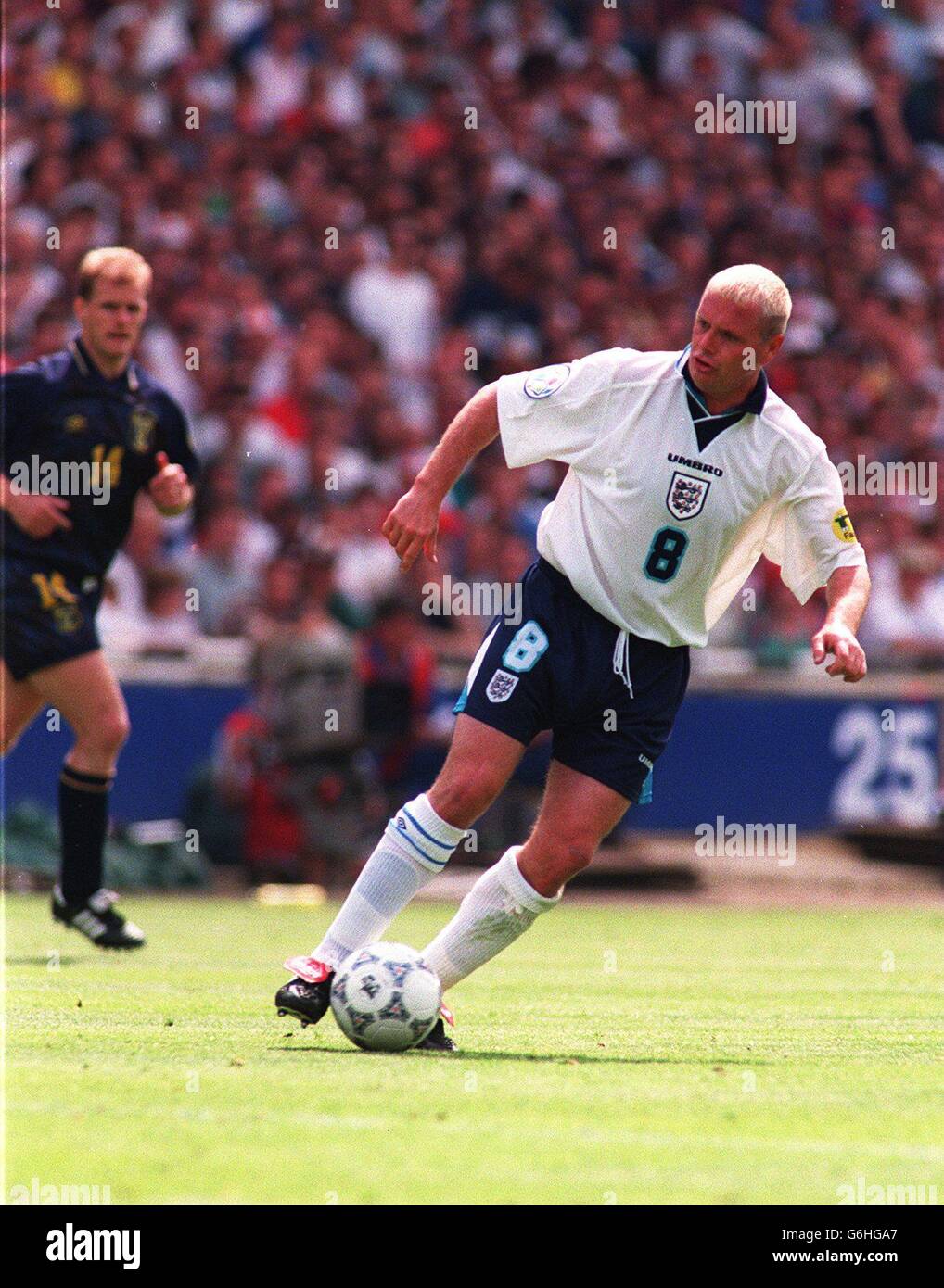 Soccer - Euro 96 - England v Scotland. Paul Gascoigne, England Stock ...