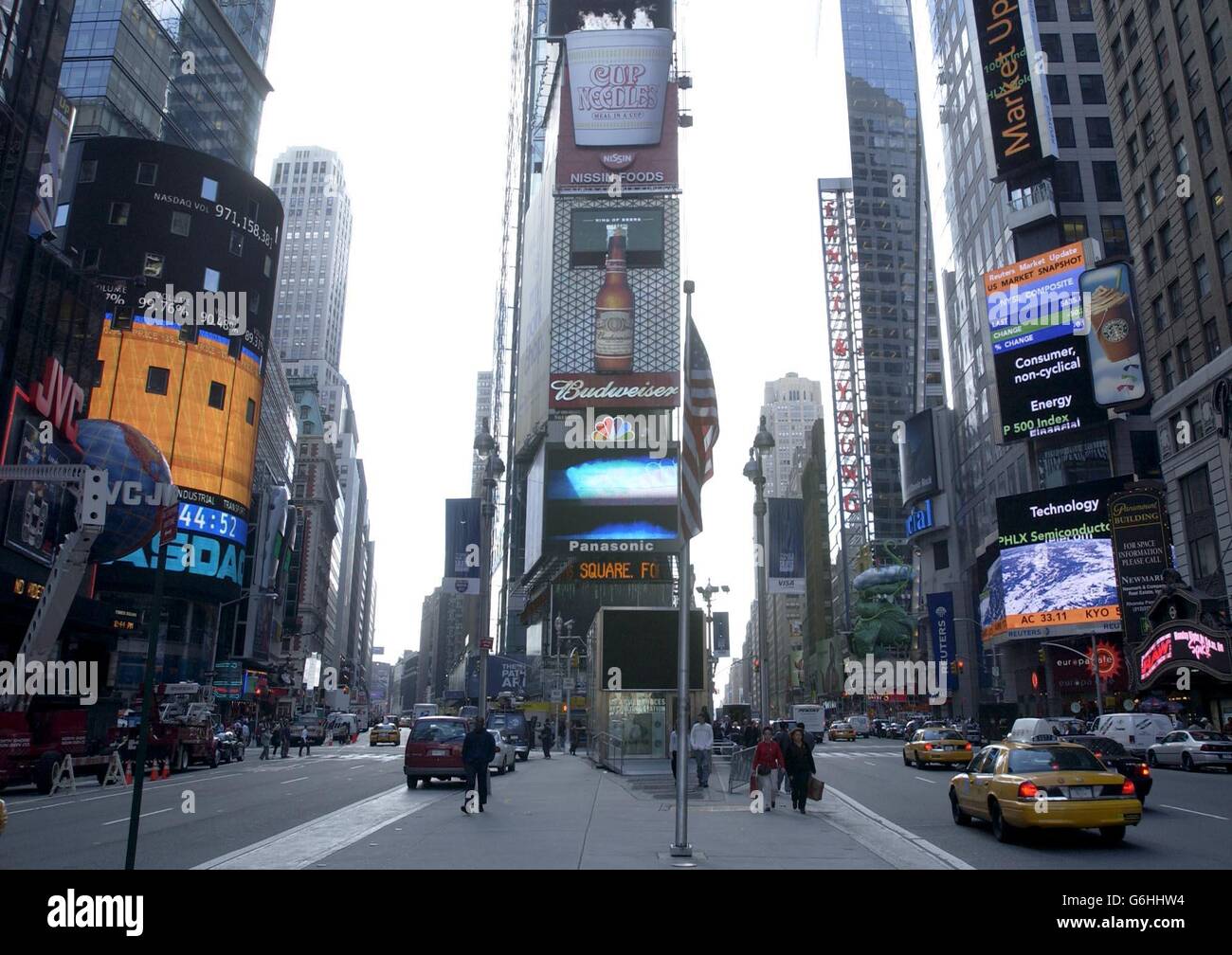 A panoramic view of Times Square in New York. Times Square is named ...