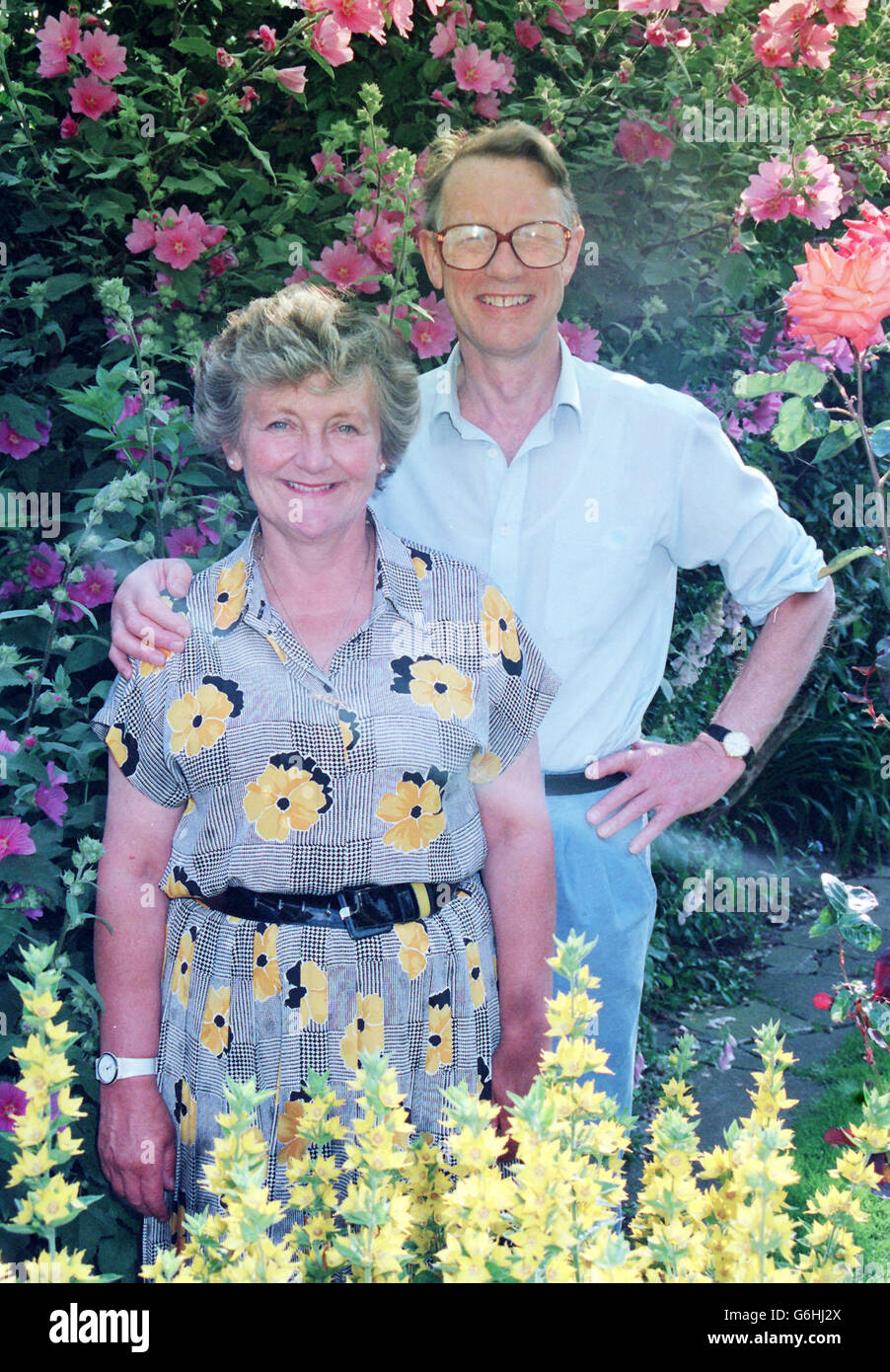 Diana Lamplugh with her husband Paul in their garden in London. They ...
