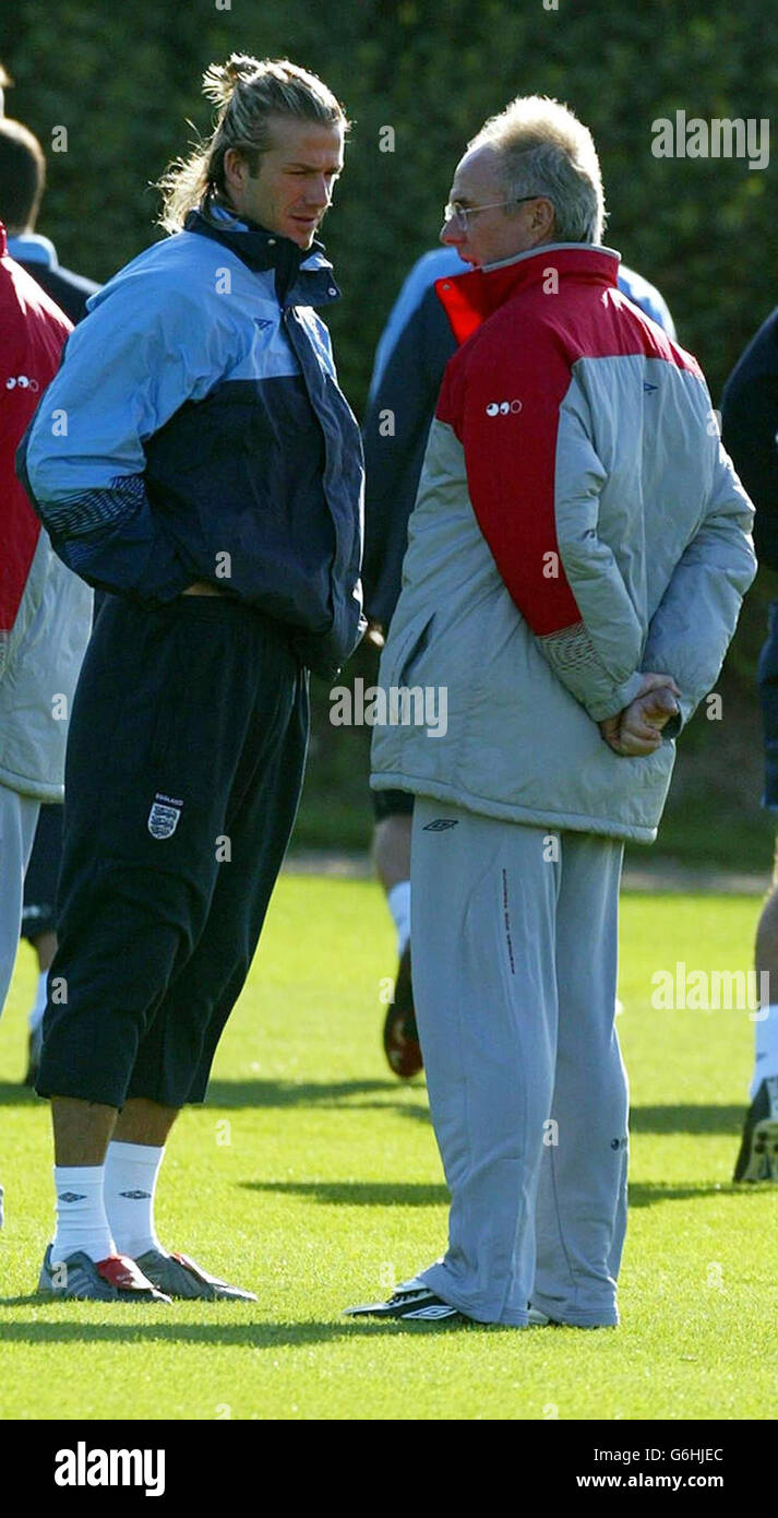England captain David Beckham with manager Sven Goran Eriksson during ...
