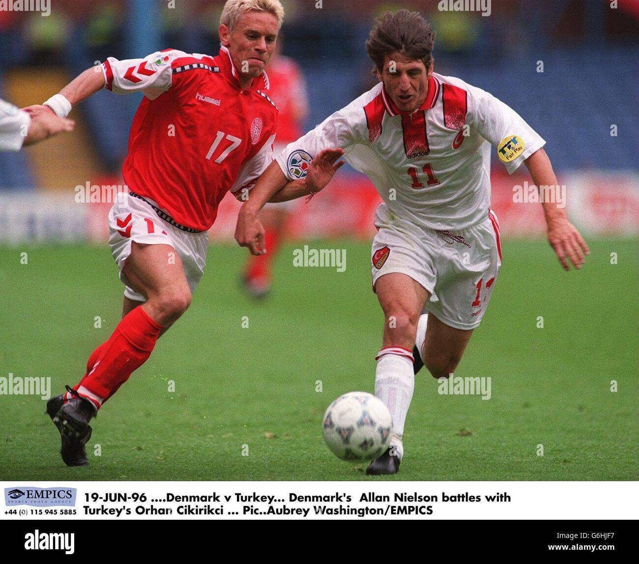 Soccer - Euro 96 - Denmark v Turkey Stock Photo - Alamy