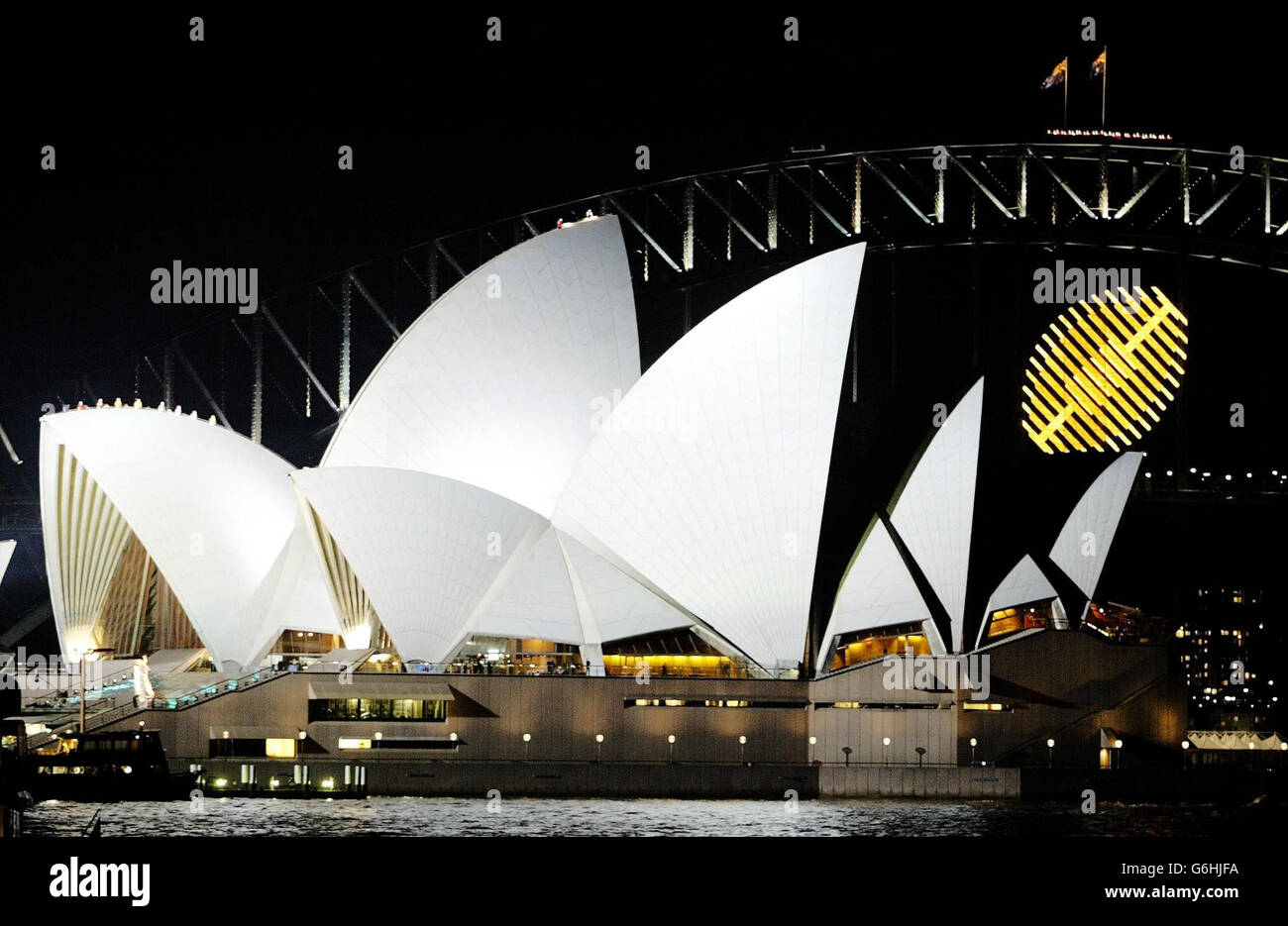 The golden rugby ball logo of this year's Rugby World Cup hangs from ...