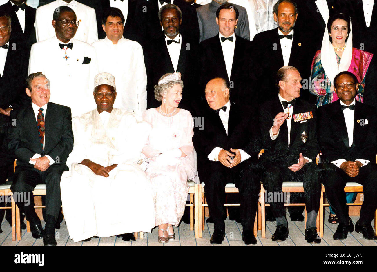 The Queen pictured with the Heads of the Commonwealth in Cyprus Stock ...