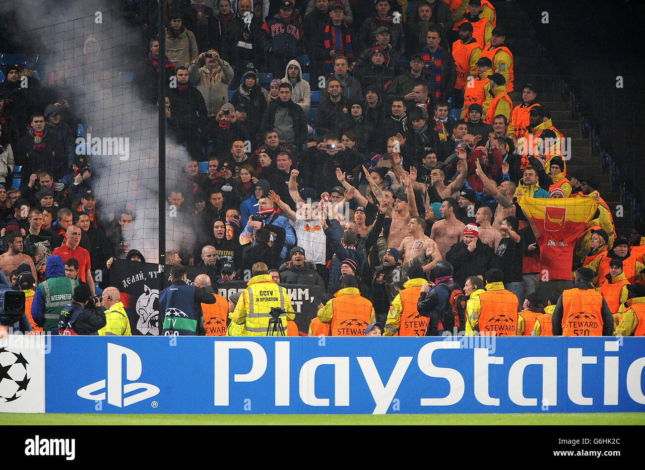 Etihad stadium cska moscow fans in the stands hi-res stock photography ...