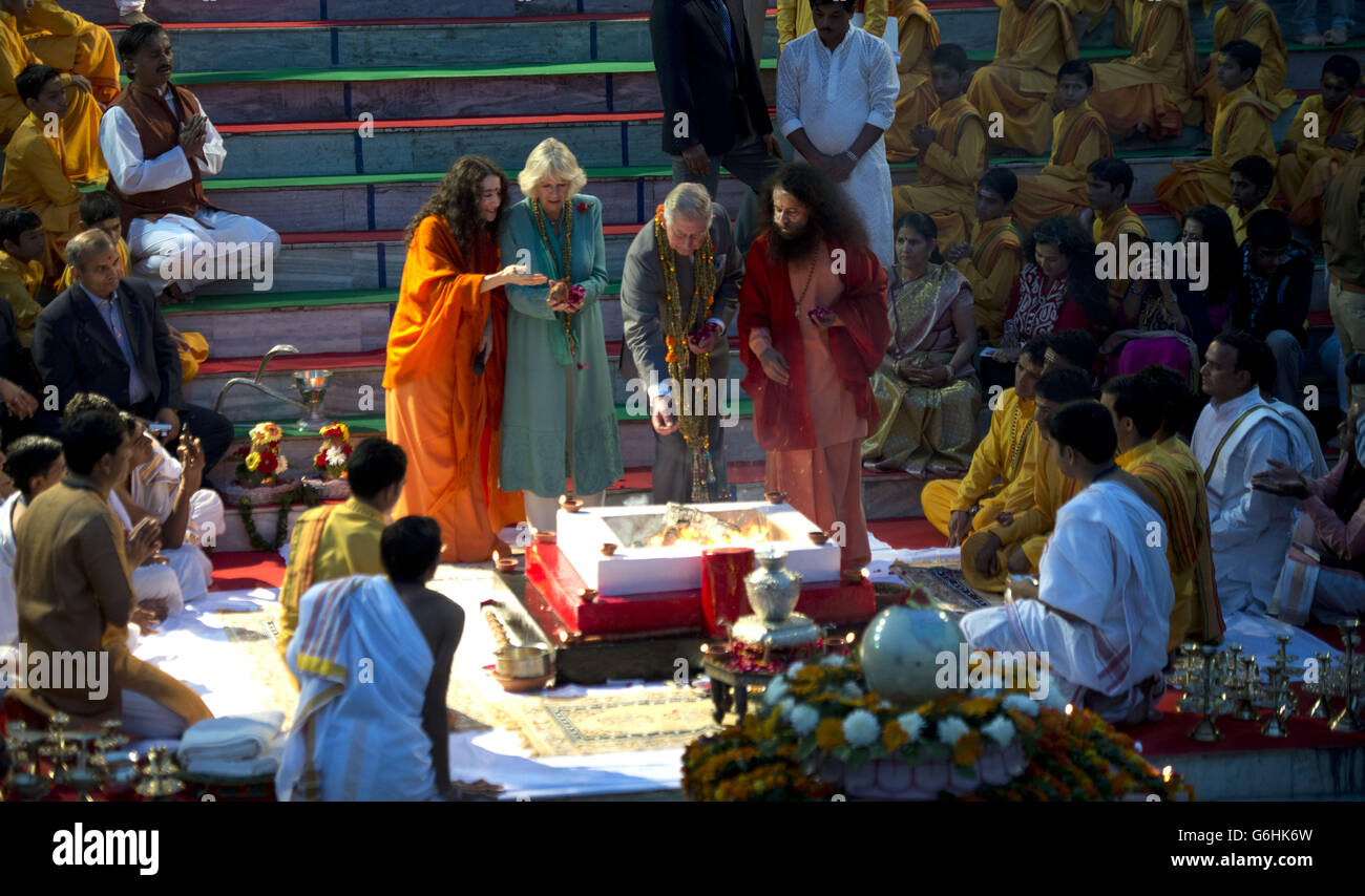 The Prince of Wales and the Duchess of Cornwall (centre) arrive at the ...