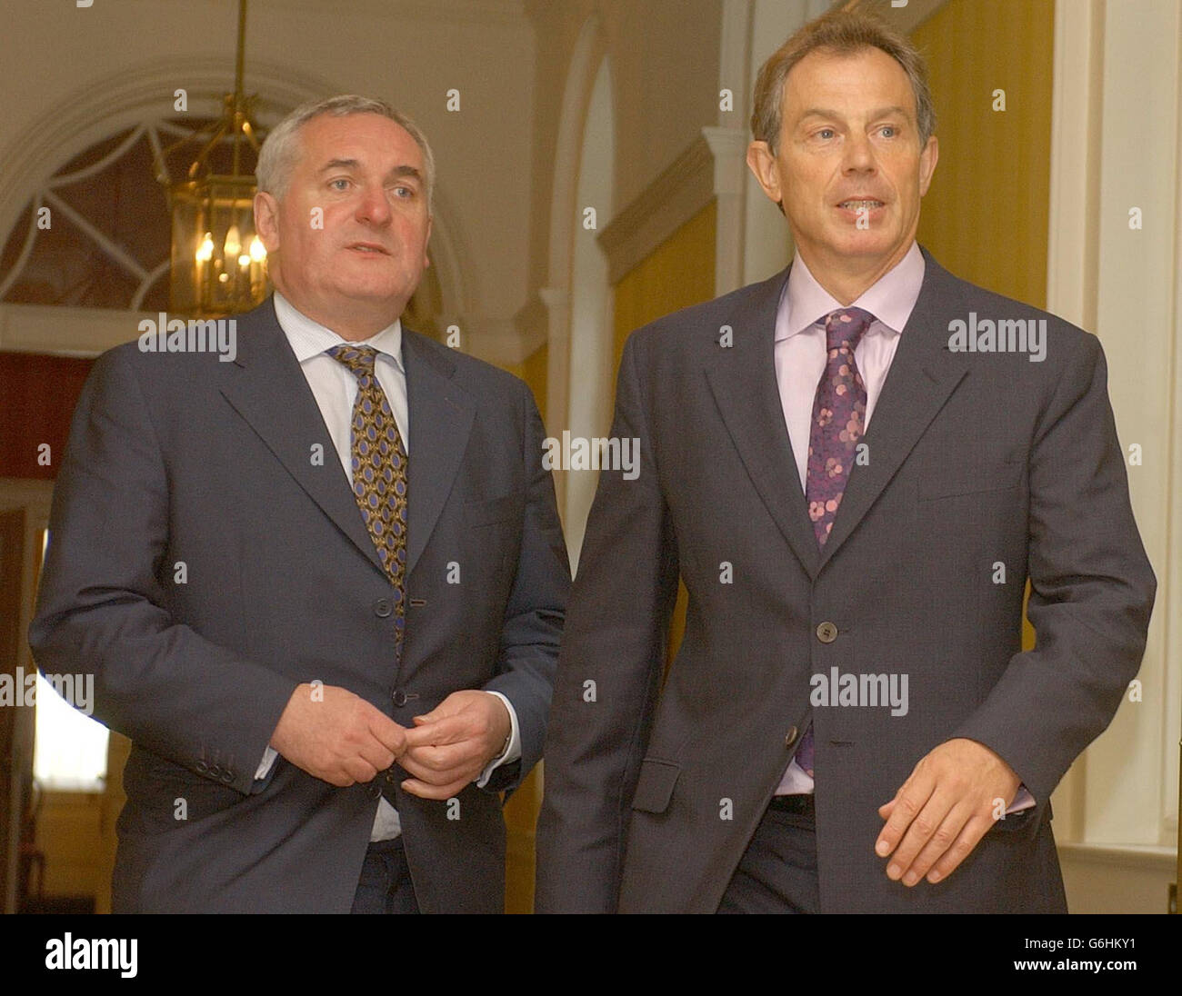 Irish Prime Minister Bertie Ahern (left) and British Prime Minister ...