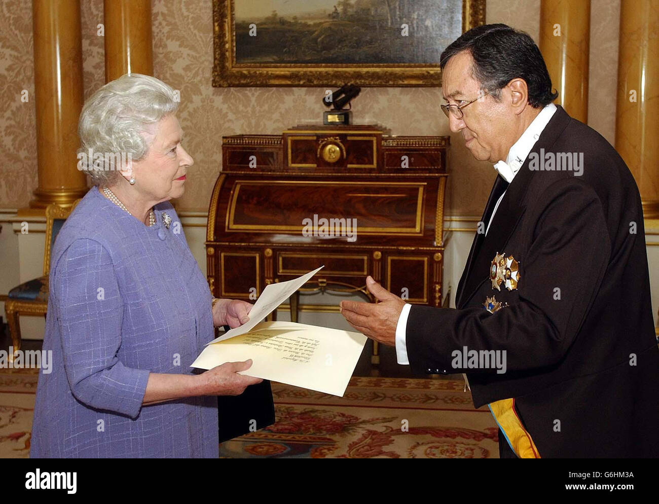 Britain's Queen Elizabeth II receives the Ambassador of Ecuador Senor ...
