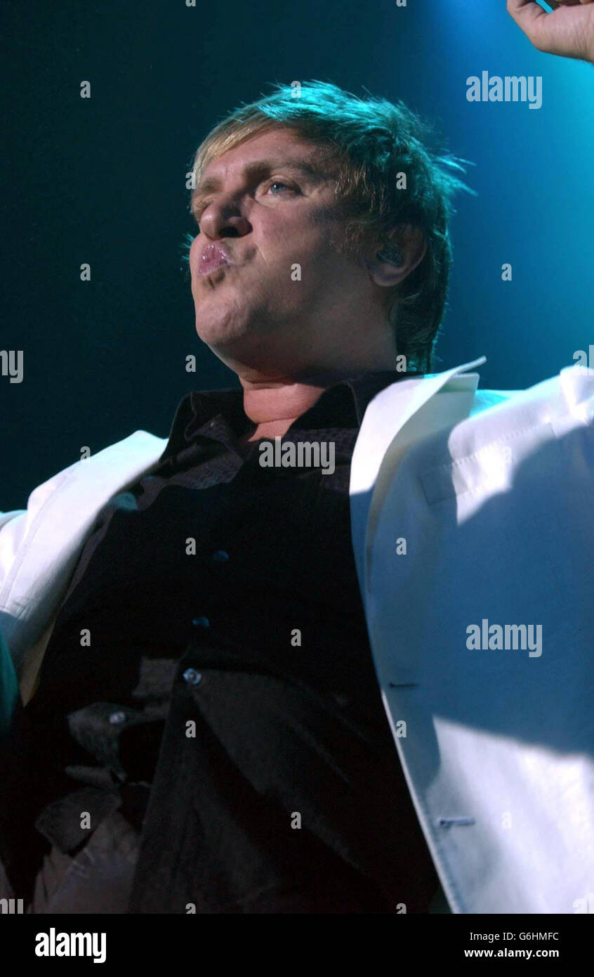 Lead singer Simon Le Bon from Duran Duran performs live on stage for ...