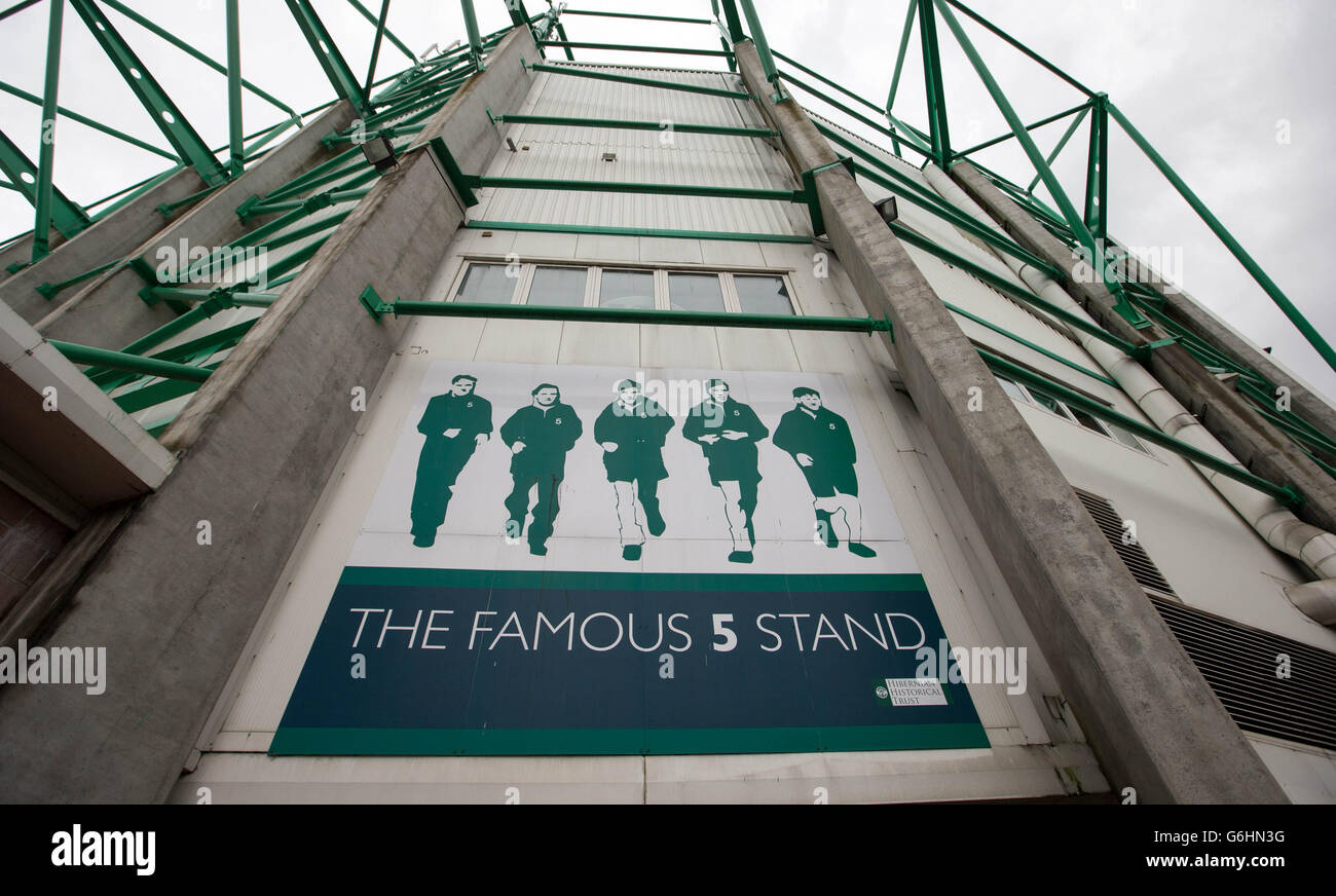 Hibs famous 5 stand outside scottish premiership match easter road hi ...