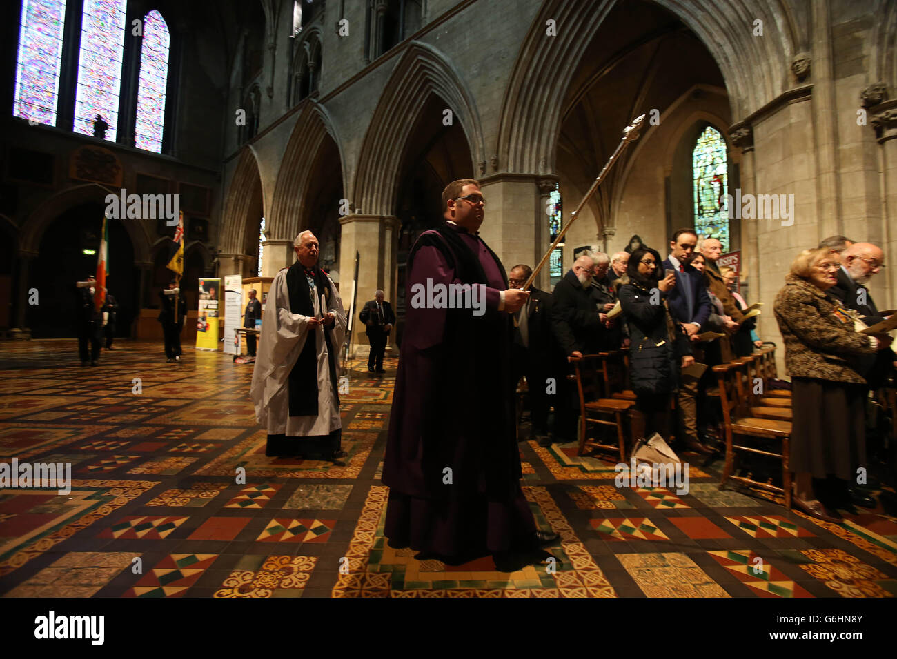 Dean Victor Stacey (left) at a Remembrance Sunday service at St Patrick ...