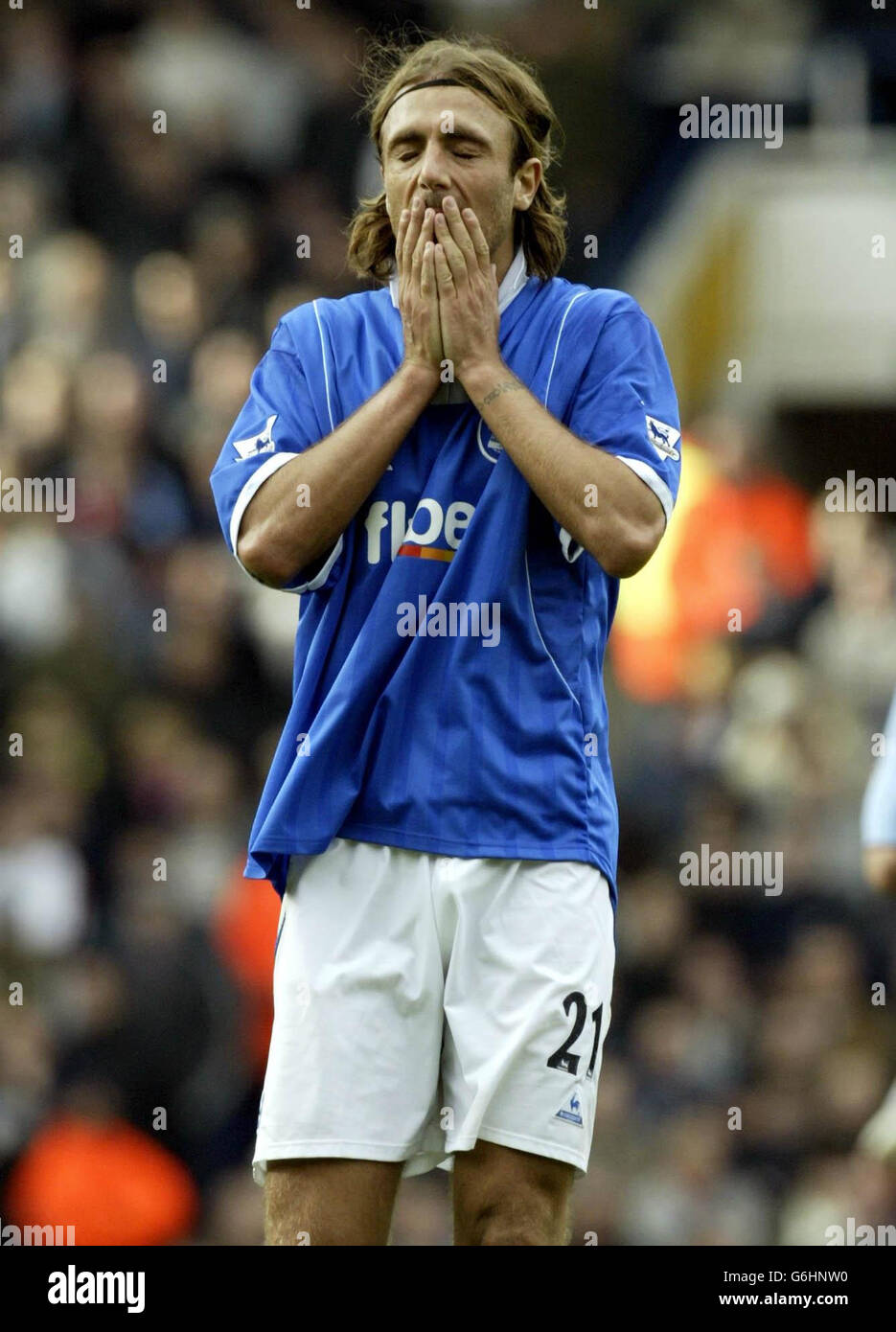 Birmingham City's Christophe Dugarry shows his fustration following the ...