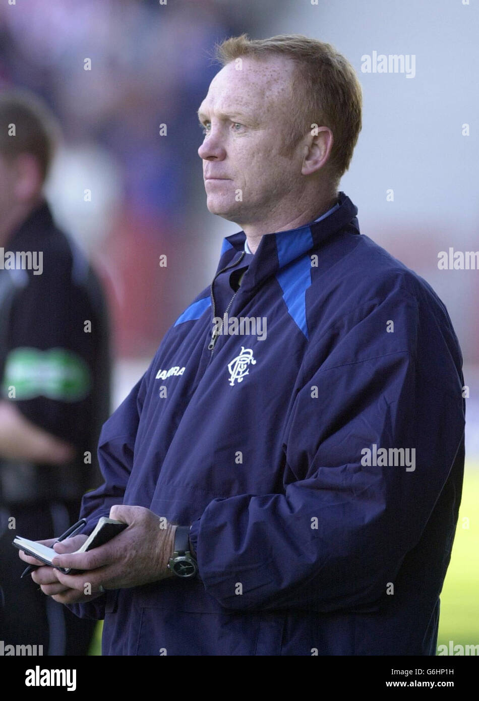 Rangers manager Alex McLeish takes notes, during their Bank of Scotland ...