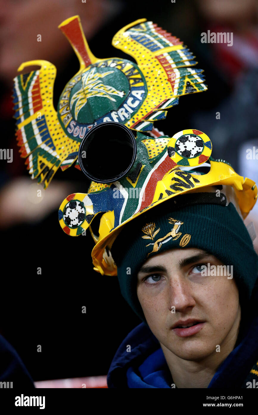 South Africa supporter wearing a hat in support of his team Stock Photo ...