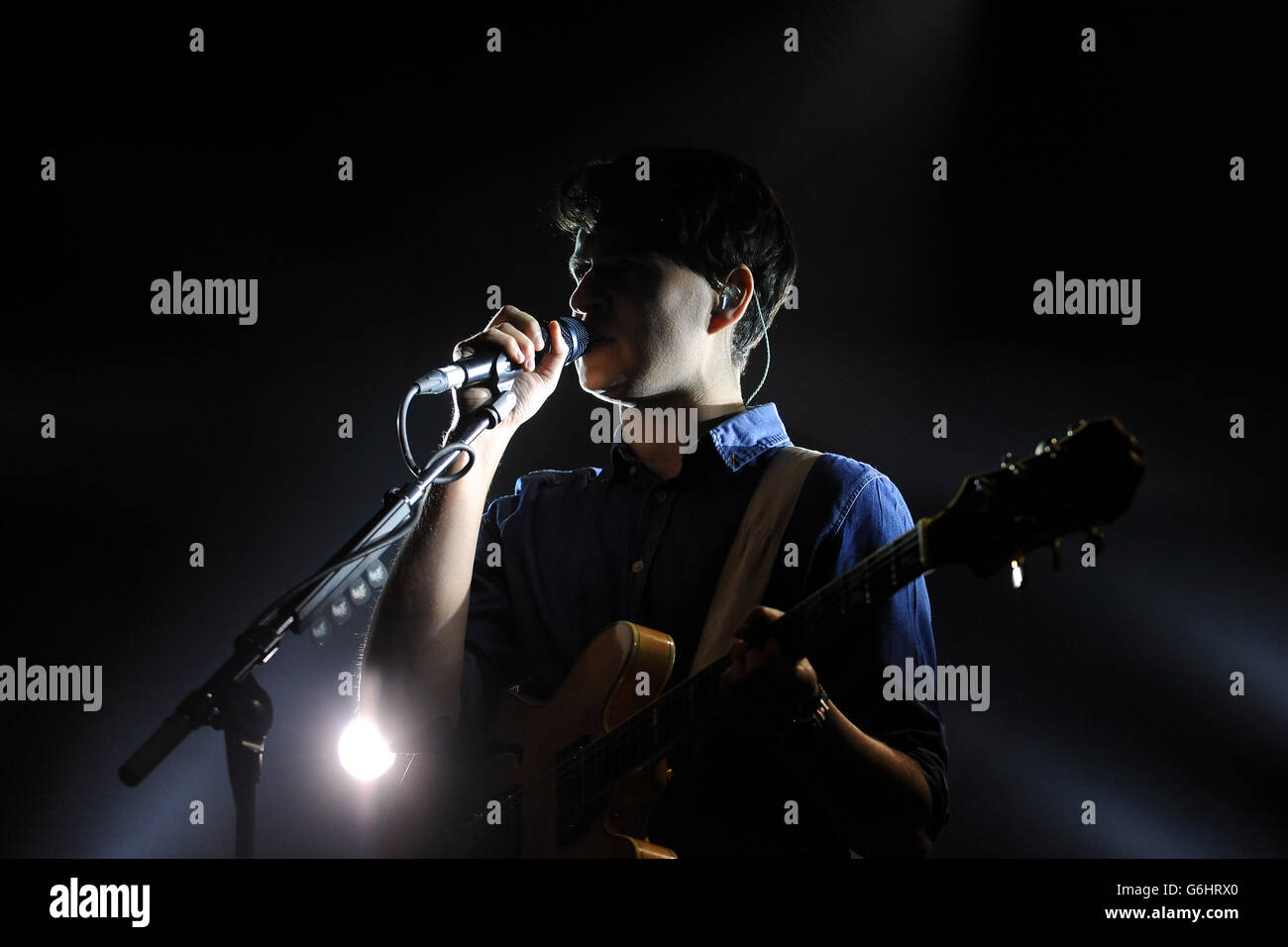 Vampire Weekend in Birmingham. Ezra Koenig of Vampire Weekend on stage ...