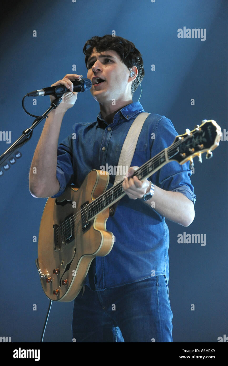 Vampire Weekend in Birmingham. Ezra Koenig of Vampire Weekend on stage ...