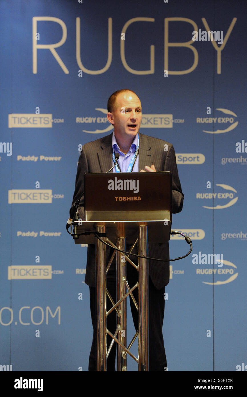 Steve Grainger, RFU gives the opening statement on Day 2 of Rugby Expo ...