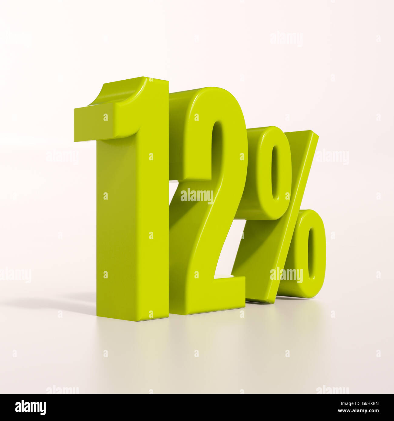 3d render: green 12 percent, percentage discount sign on white, 12 ...