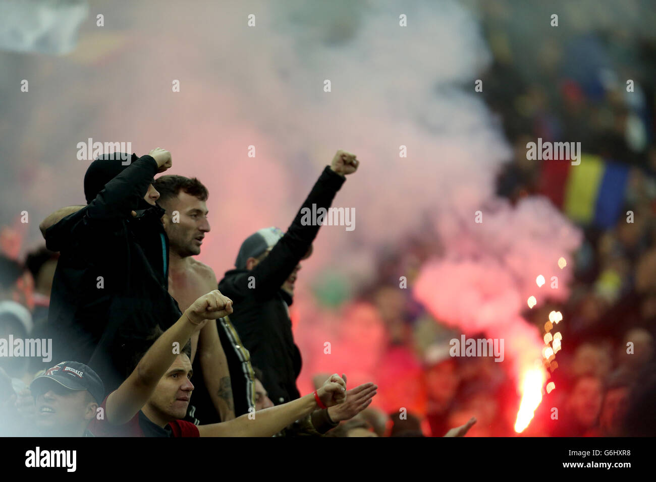 Flares from football fans hi-res stock photography and images - Alamy