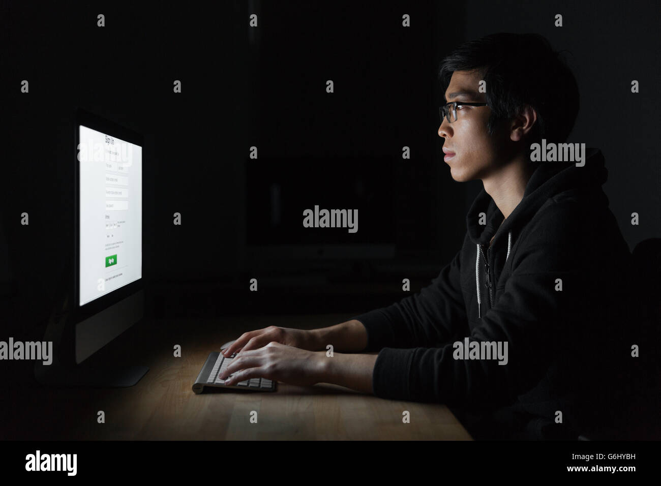 Focused concentrated male hacker in hi-res stock photography and images ...