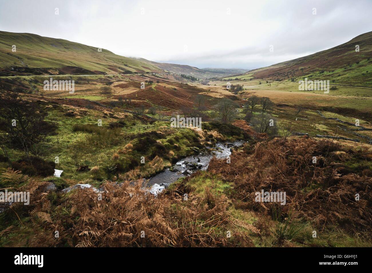 A general view of a stream as the weather closes in on top of Brecon ...