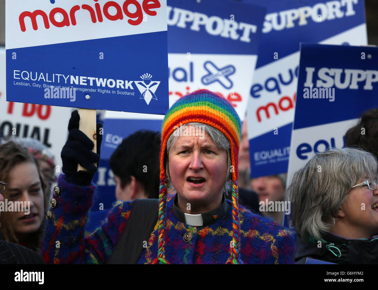 The Equality Network hold a rally outside the Scottish parliament in Edinburgh ahead of the vote ...