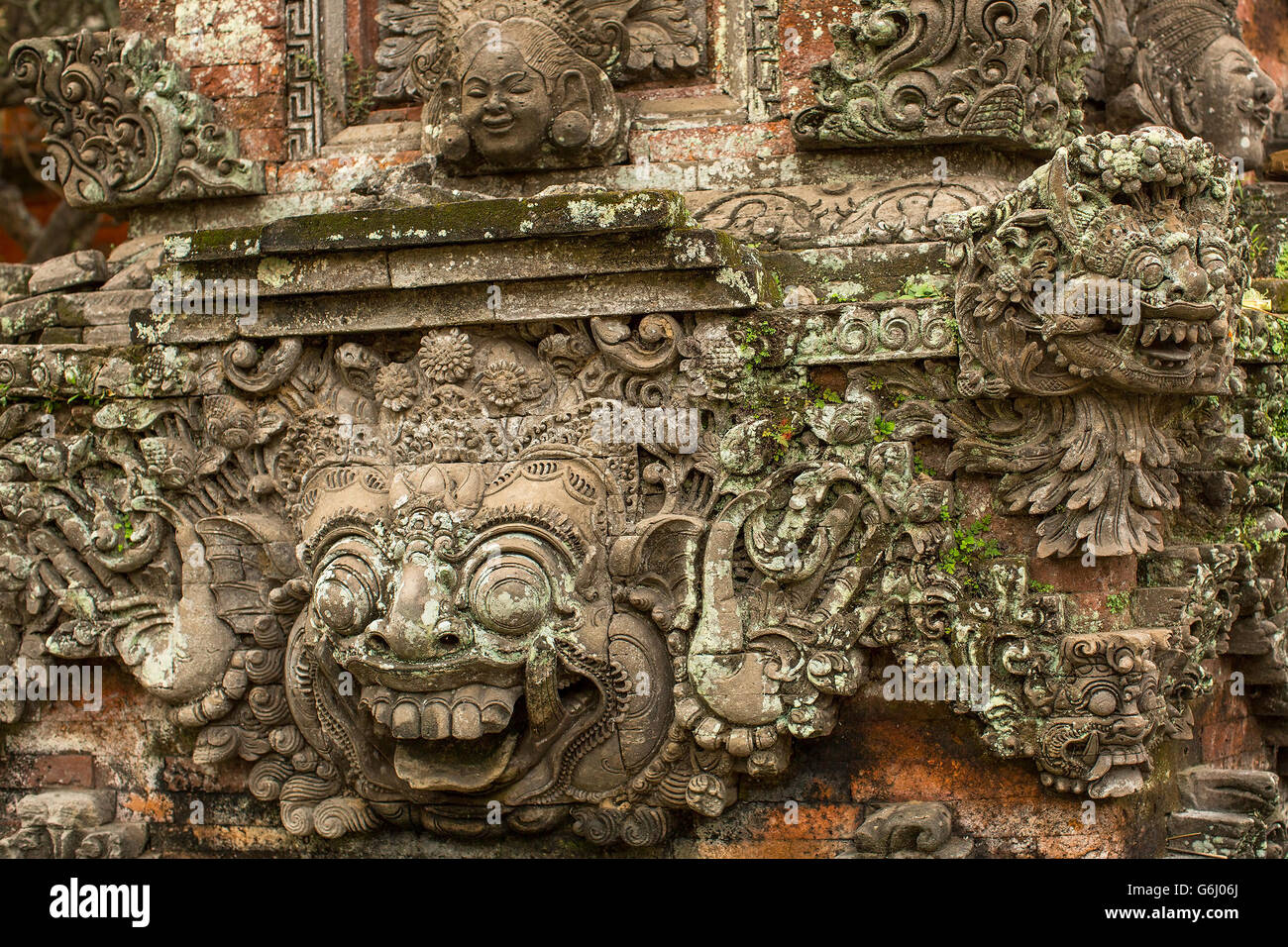 Traditional demon guards statue carved in stone on Bali island Stock ...