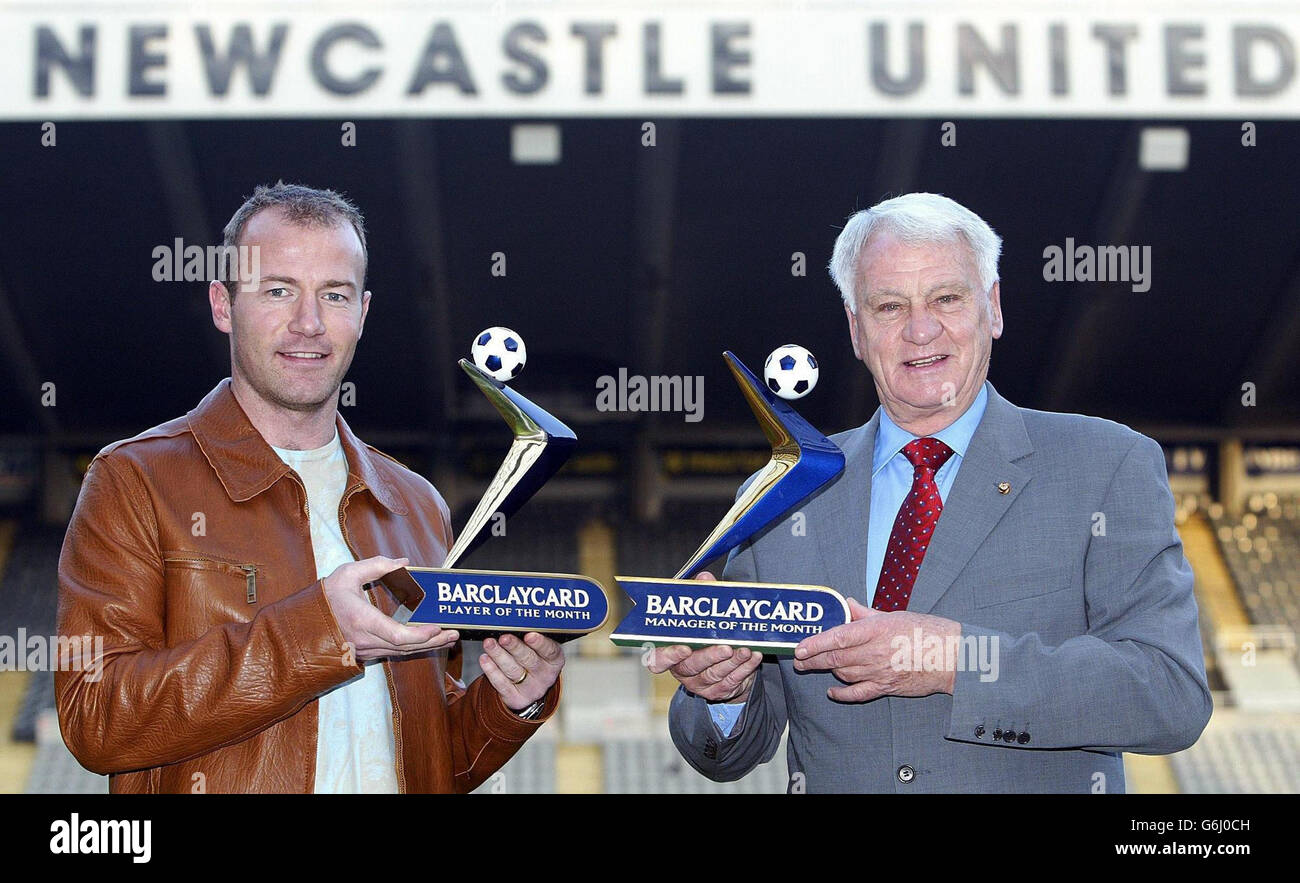 Newcastle United's Alan Shearer (left) and manager Bobby Robson with ...