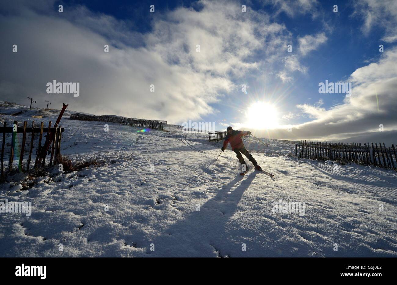 Skier Gerard Unthank at the Yad Moss Ski slopes near Garrigill, Cumbria ...