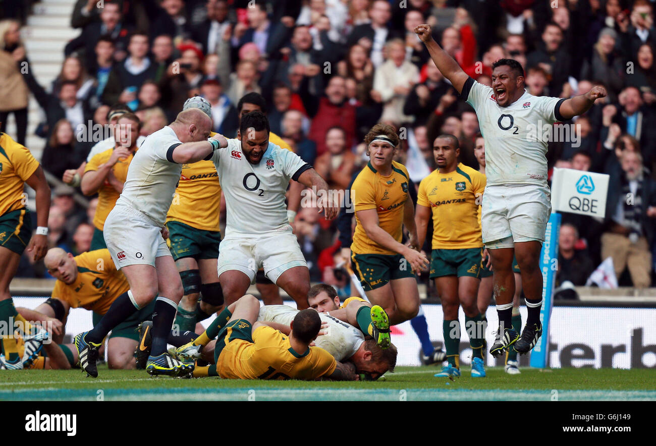 Rugby try celebrations hi-res stock photography and images - Alamy