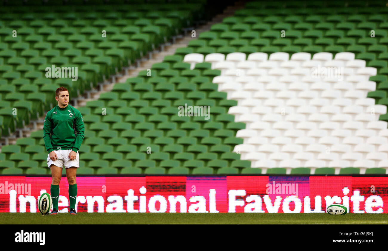 Ireland's Paddy Jackson during the Captain's Run at the Aviva Stadium ...