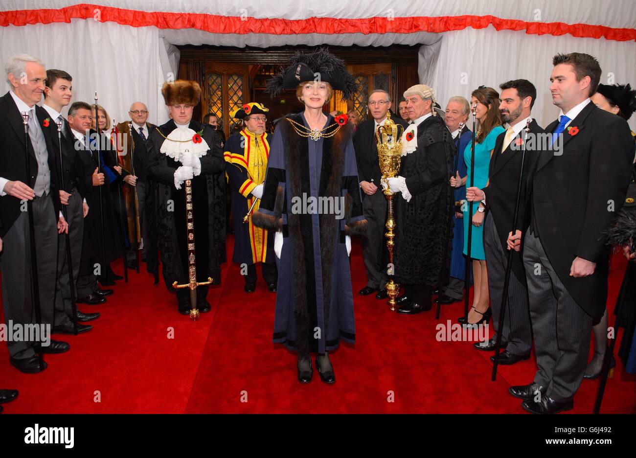 the incoming Lord Mayor of London Fiona Woolf (centre) following 'The ...