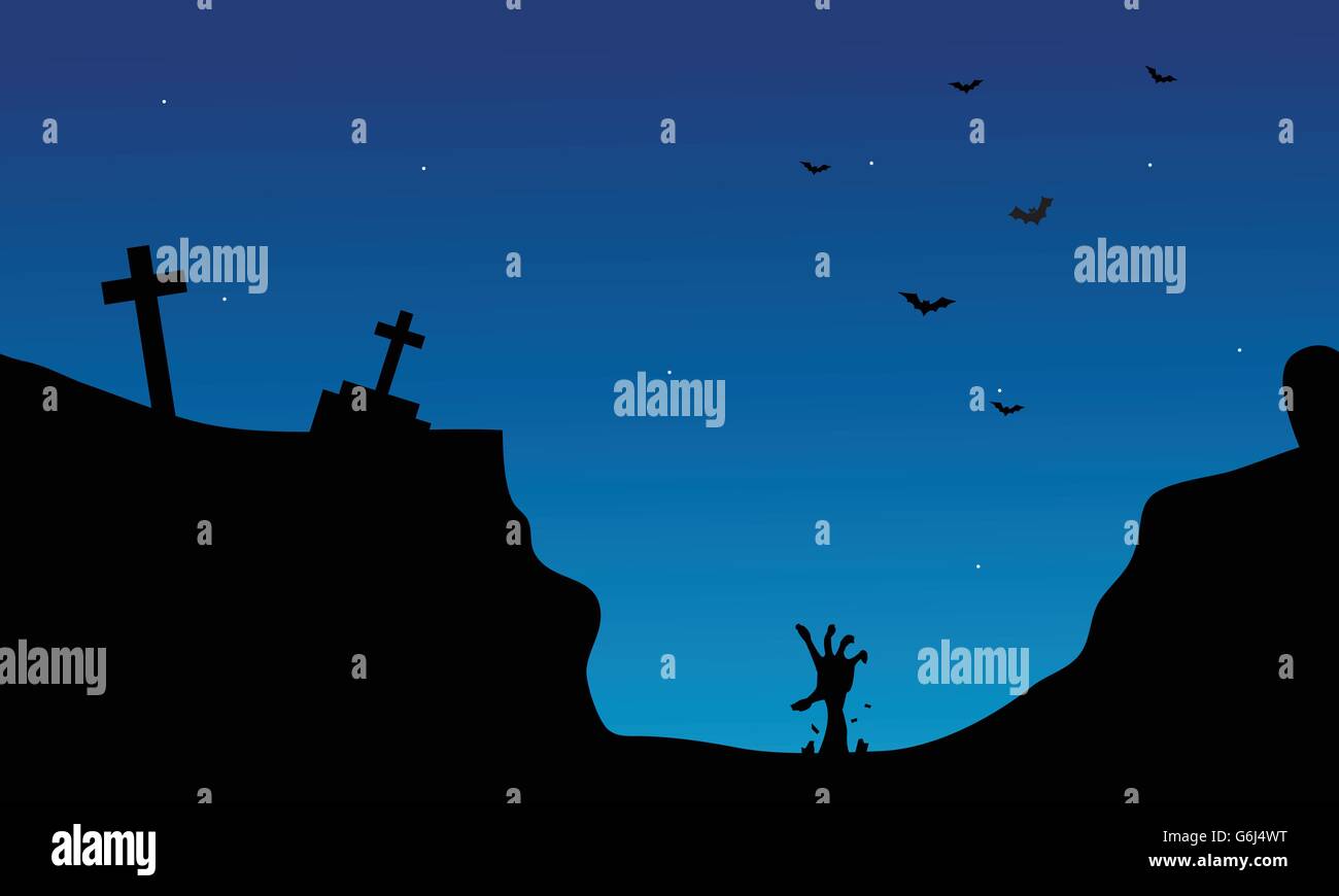 Hand zombie and tomb Halloween scenery Stock Vector Image & Art - Alamy