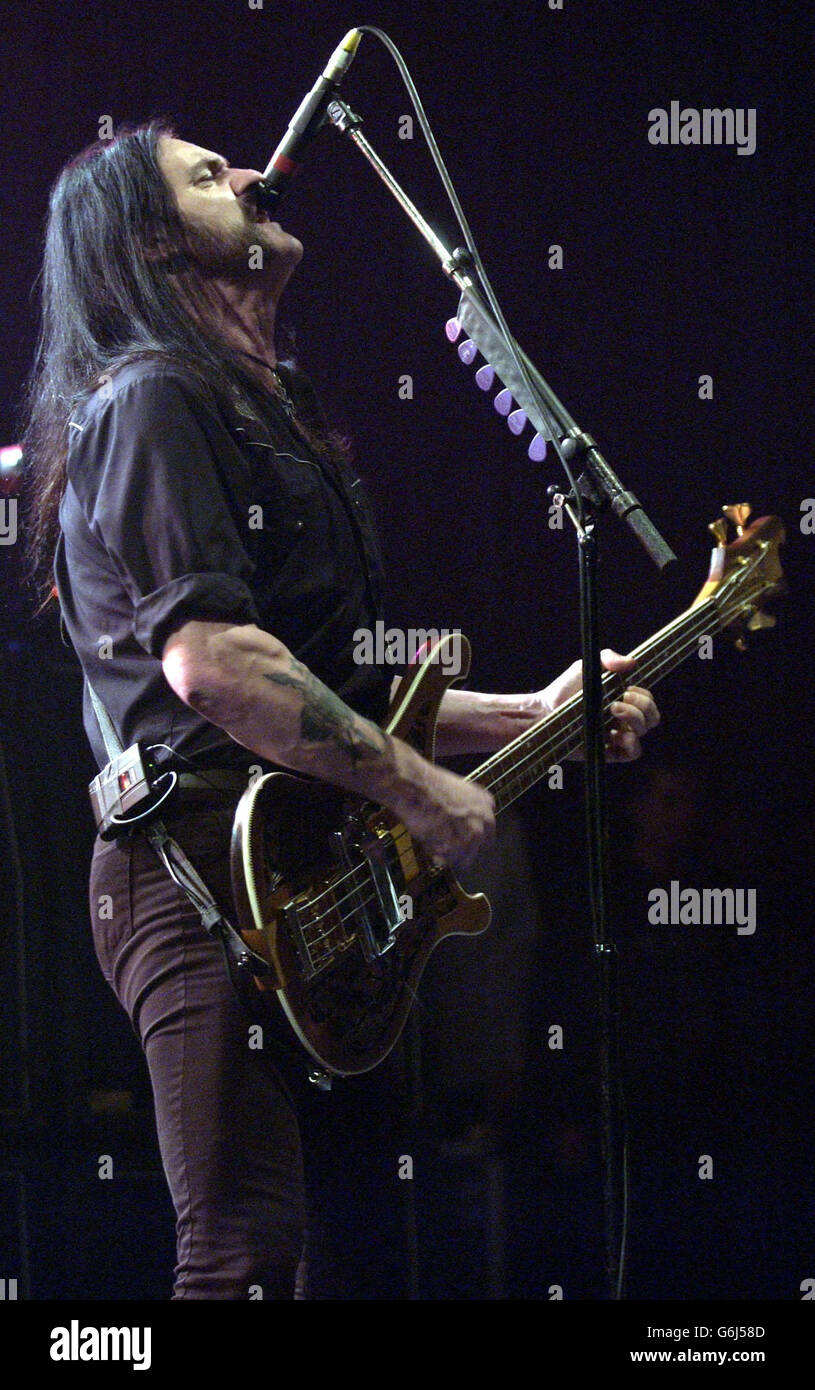 Lead singer Lemmy performs with his band Motorhead on stage at the ...