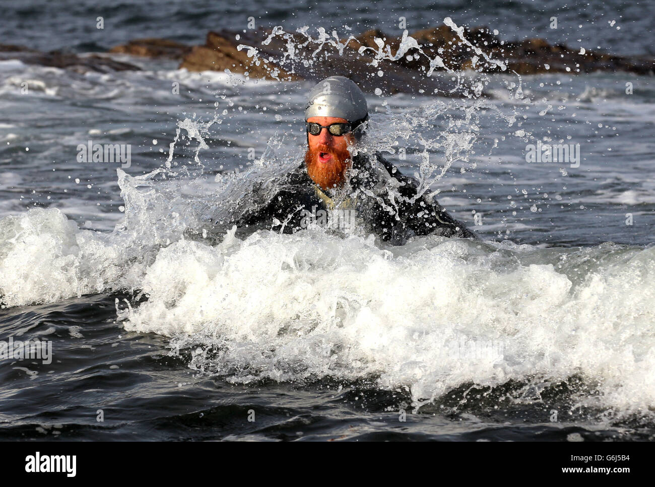 Charity swimmer Sean Conway, 32, arriving at John O'Groats, in the ...