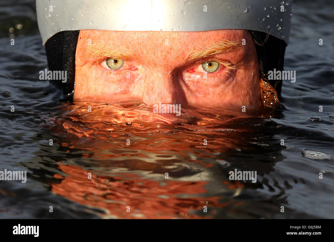 Man becomes first to swim UK length Stock Photo - Alamy