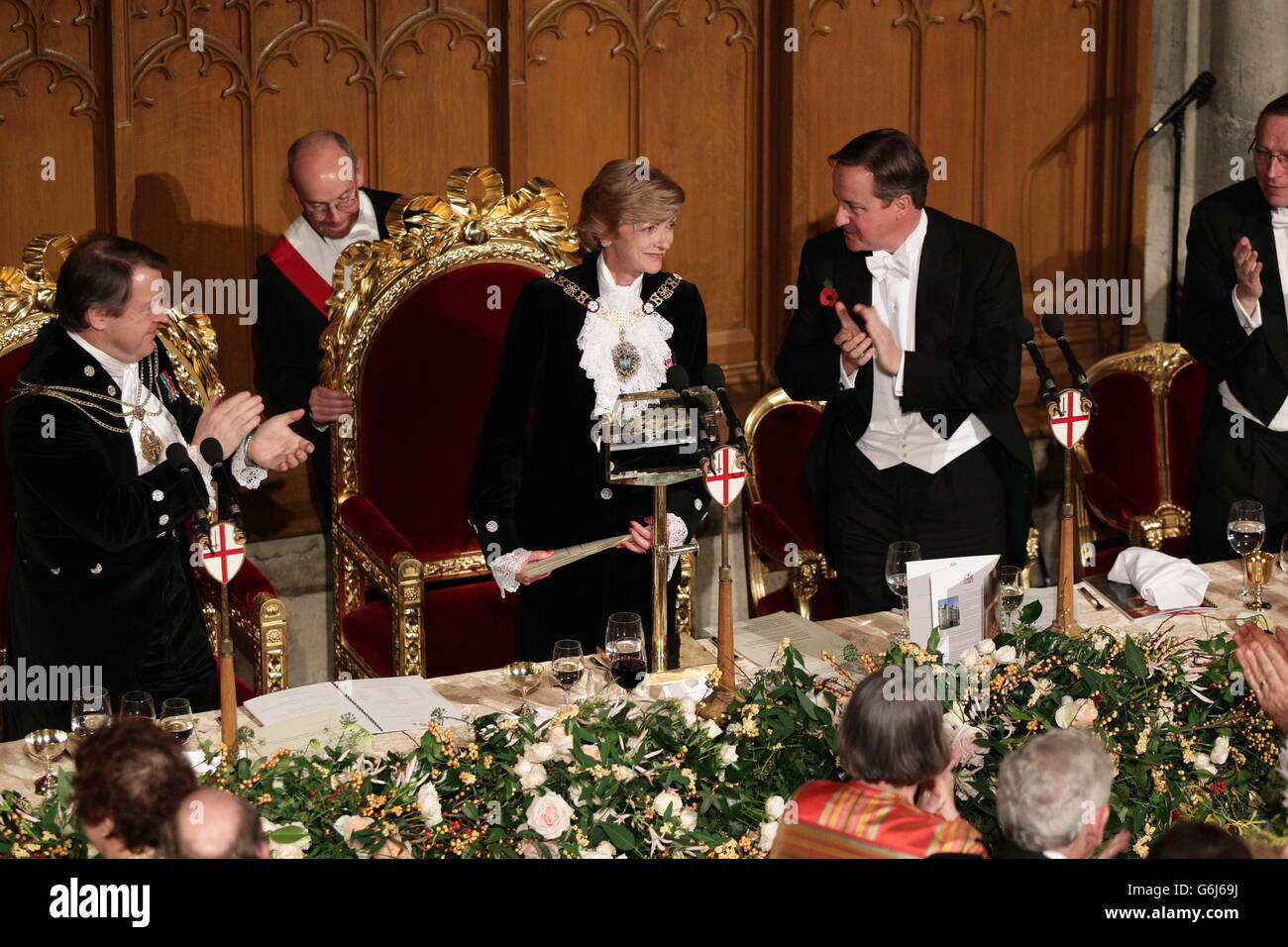 Lady Judge Lord Mayor Alderman Fiona Woolf with Prime Minister David ...