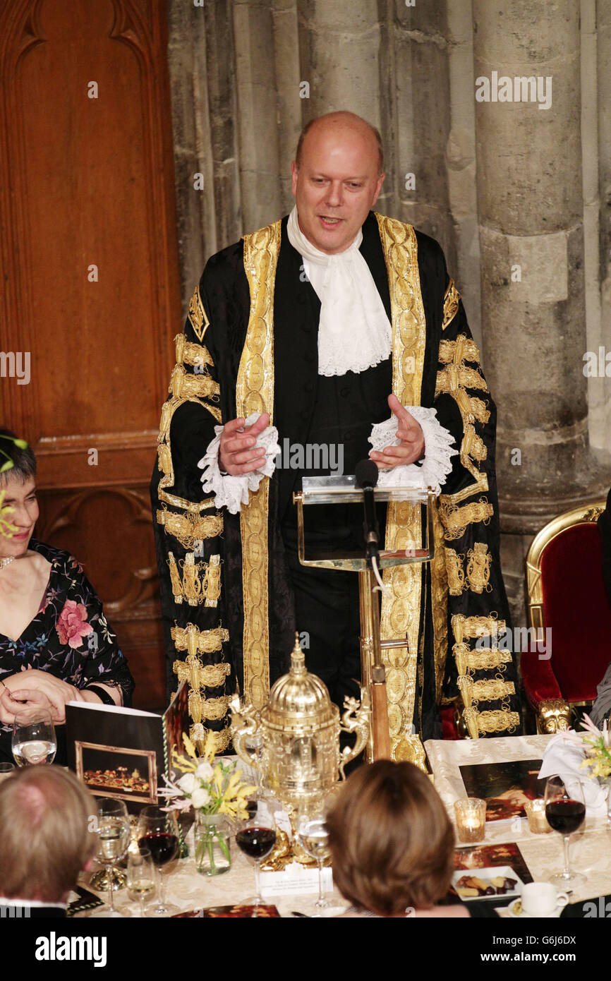 Lord Chancellor Chris Grayling speaking during the Lord Mayor's Banquet ...