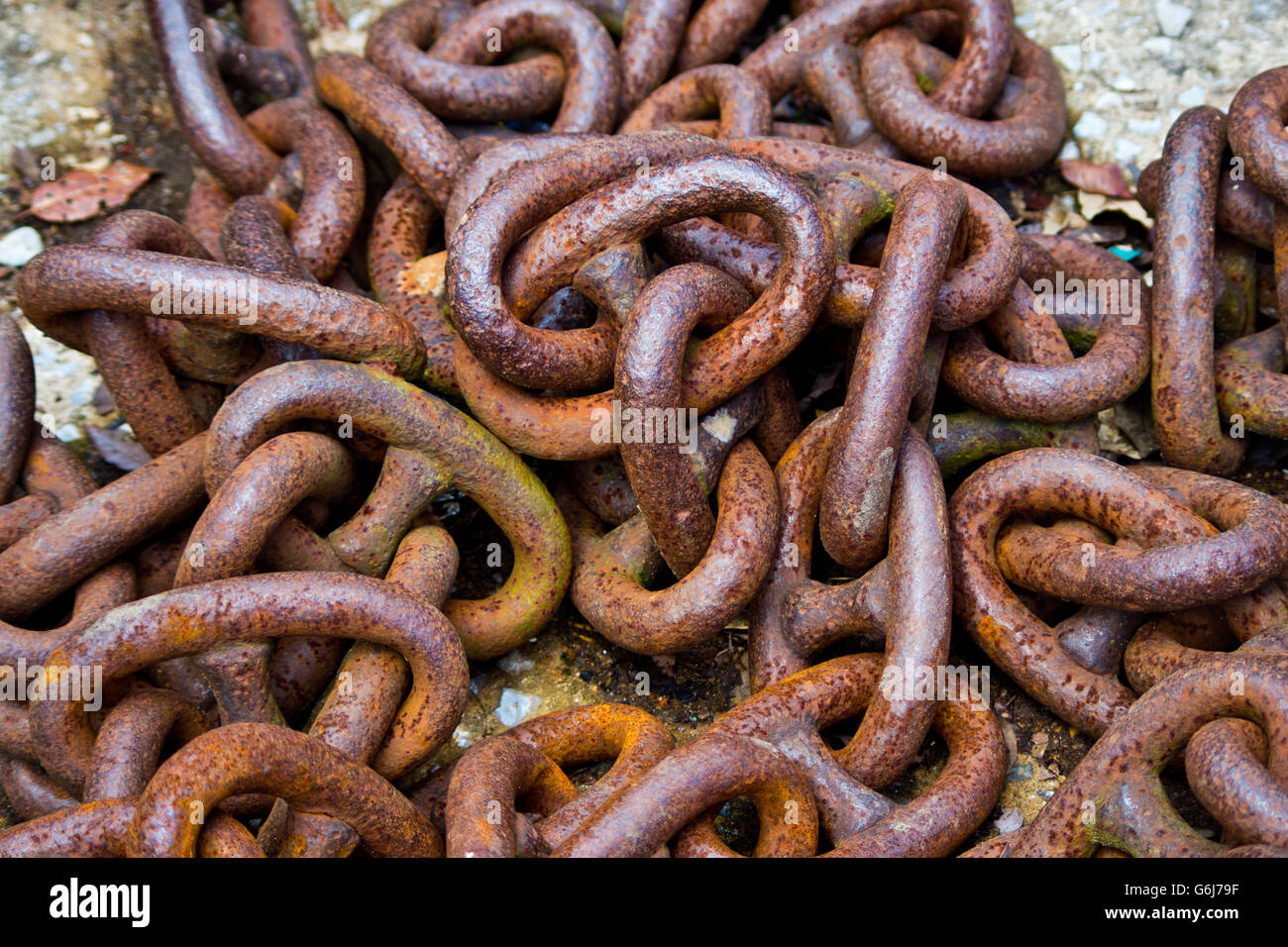 old metal chains arrugginte and knotted Stock Photo - Alamy
