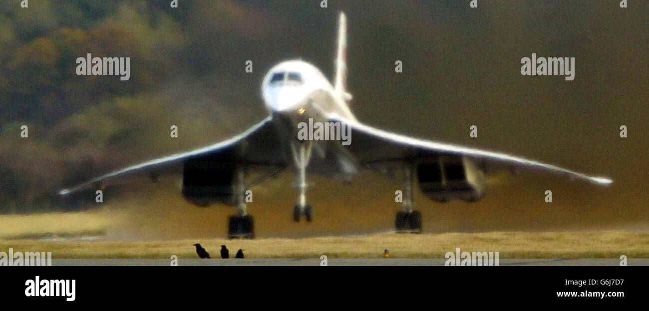 A british airways concorde takes off from edinburgh airport hi-res ...