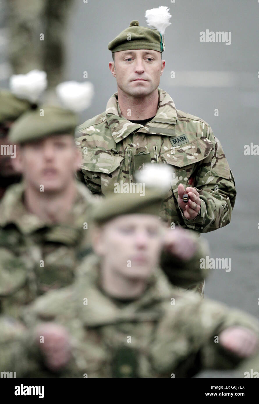 Around 400 members of 2 Scots march through Ayr town centre in Scotland ...