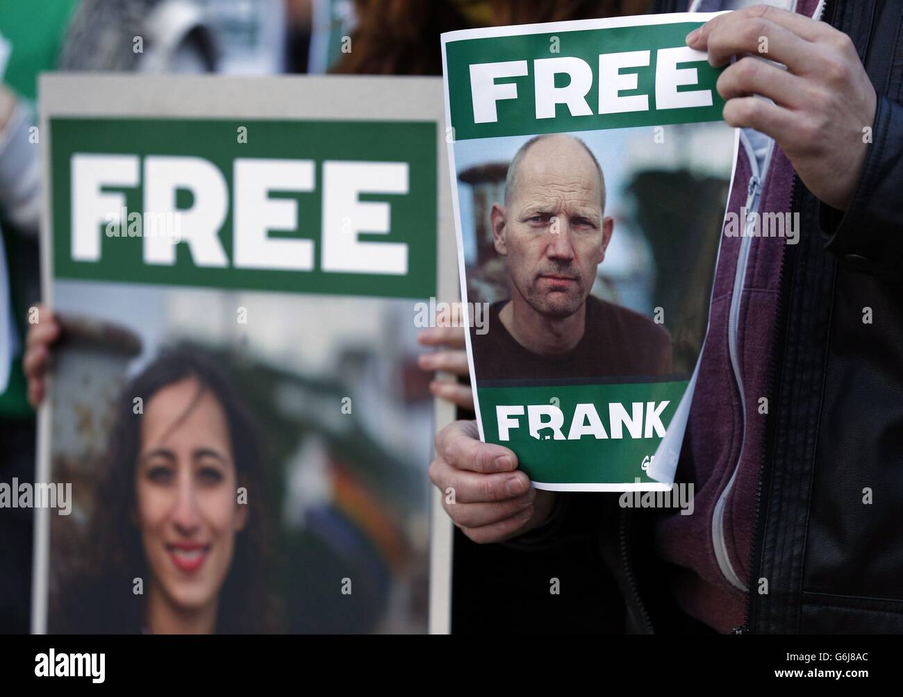 Activists from Greenpeace protest outside a Shell garage in Ebury ...