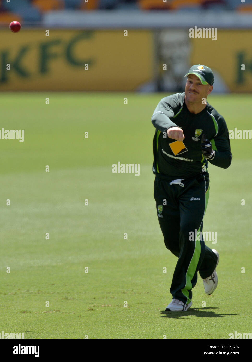 Australia's David Warner during the nets session at The Gabba, Brisbane ...