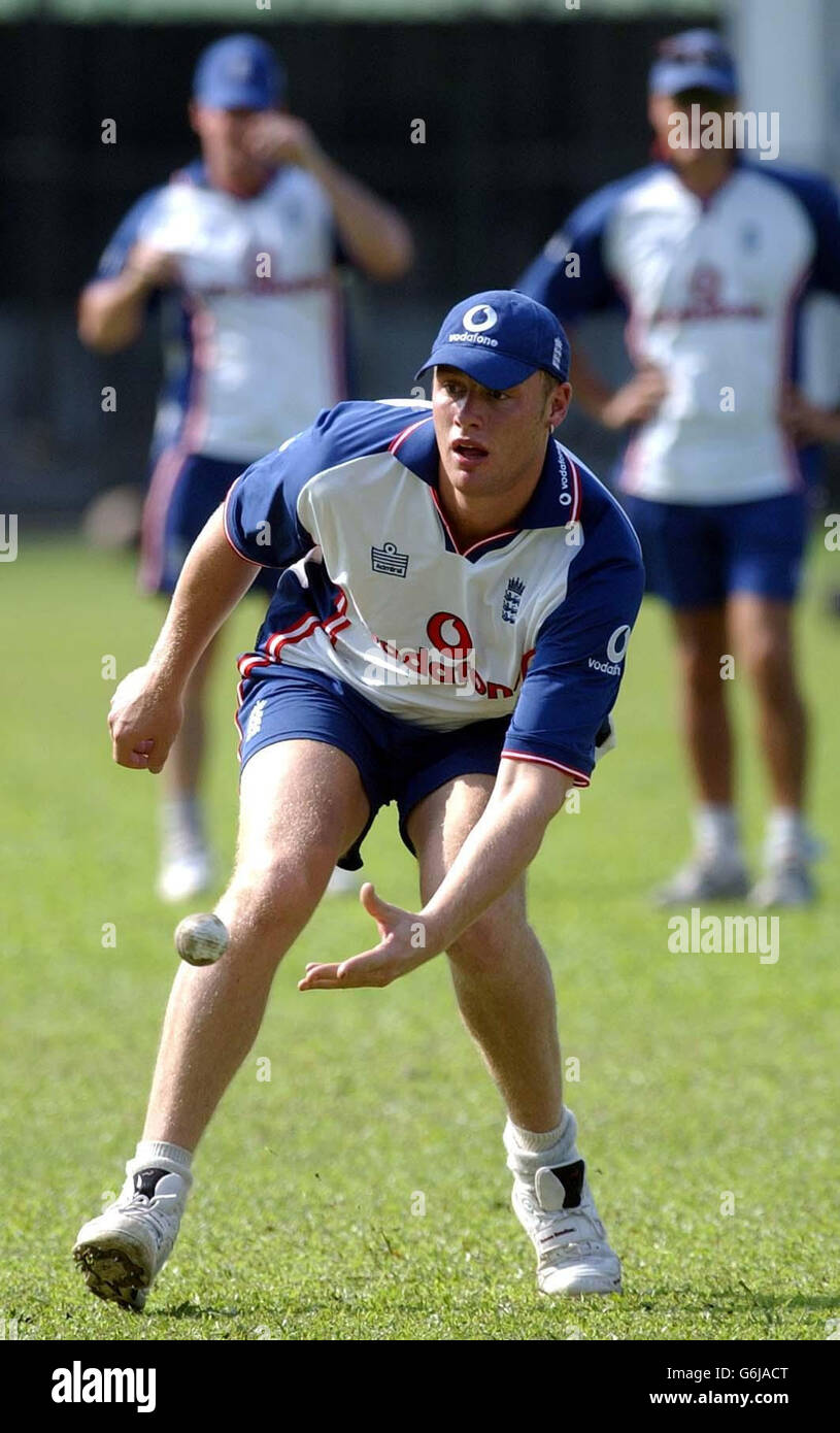 England's Andrew Flintoff in training, at the Bangabandhu Stadium in ...