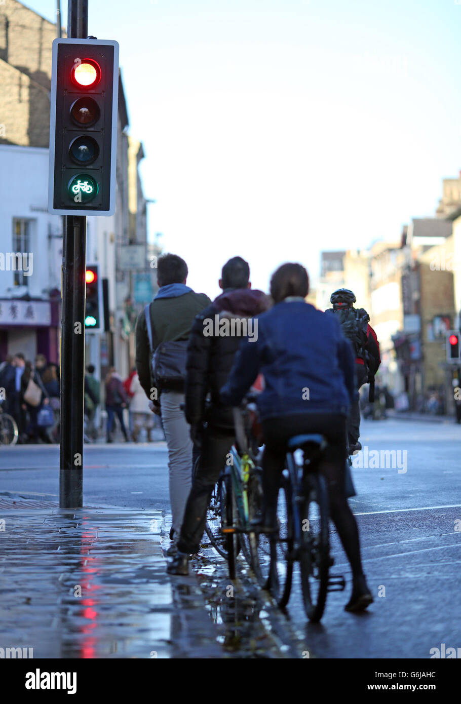 New traffic lights for cyclists Stock Photo - Alamy