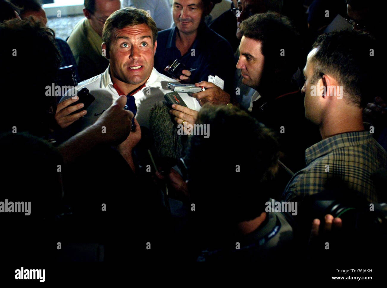 Jason Leonard talks to media Stock Photo - Alamy